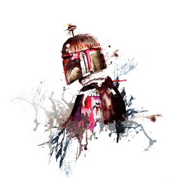 Komar Vliestapete "Star Wars Watercolor Boba Fett" Tapeten Gr. B/L: 250 m x 280 m, Rollen: 1 St., bunt (schwarz, rot, weiß) Vliestapeten