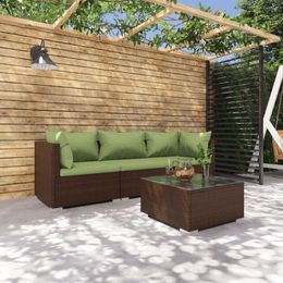 Bonnevie - 4-tlg. Garten-Lounge-Set,Gartenmöbel-Set mit Auflagen Poly Rattan Braun vidaXL