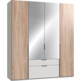 Kleiderschrank wimex "New York" Schränke Gr. B/H/T: 180 cm x 208 cm x 58 cm, 4 St., weiß (weiß,struktureichefarben hell, spiegel) Kleiderschränke mit Spiegeltür