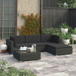 Bonnevie - 5-tlg. Garten-Lounge-Set,Gartenmöbel-Set mit Kissen Poly Rattan Schwarz vidaXL