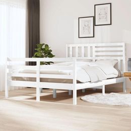 Massivholzbett,Schlafzimmerbett,Doppelbett Weiß 120x200 cm vidaXL