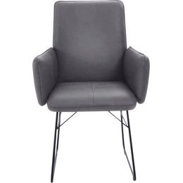K+w Komfort & Wohnen Armlehnstuhl K+W KOMFORT & WOHNEN Stühle Gr. B/H/T: 61 cm x 91 cm x 62 cm, 1 St., Leder CLOUD, Metall, grau (asphalt, schwarz) Armlehnstühle