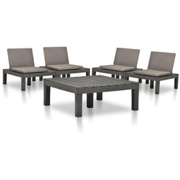 5-tlg. Garten-Lounge-Set,Gartenmöbel-Set Kunststoff Anthrazit vidaXL