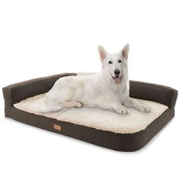 Odin Hundesofa, waschbar, orthopädisch und rutschfest, Hundekissen mit Abnehmbarer Lehne, hundekorb, Hundesofa Größe l 120x80 cm - Beige - Brunolie