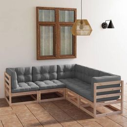 MAISONCHIC - 5-tlg. Garten-Lounge-Set Gartenmöbel-Set Terrassen-Sitzgruppe mit Kissen Kiefer Massivholz ZDEH99981