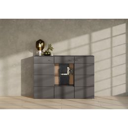 Highboard SET ONE BY Musterring "TACOMA" Sideboards Gr. B/H/T: 180 cm x 127,4 cm x 43,6 cm, grau (grafit matt) Highboards