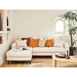 Billie – ecksofa links – 4-sitzer – mit schlaffunktion und bettkasten – aus cord - beige - Beige