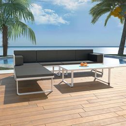 Prolenta Premium 4-tlg. Garten-Lounge-Set mit Auflagen Aluminium - Schwarz