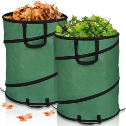 VINGO - Gartensack Gartenabfallsäcke Popup mit 3 reißfeste Griffe Abfallsack 170L 2X - Grün