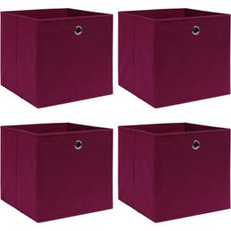 Prolenta Premium - Aufbewahrungsboxen 4 Stk. Dunkelrot 32x32x32cm - Rot