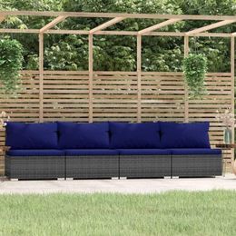 Bonnevie - 4-Sitzer-Sofa mit Kissen Grau Poly Rattan vidaXL224048