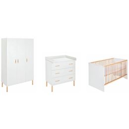 Babyzimmer-Komplettset Schardt "Camiel White" Gr. Kinderbett, Wickelkommode & 3-trg. Schrank, B/H: 70 cm x 140 cm, weiß Baby Schlafzimmermöbel-Sets Komplett-Babybetten