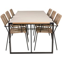 ebuy24 Texas Gartenset Tisch 100x200cm und 6 Stühle ArmlehneL Lindos schwarz, natur, grau.