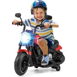 6V Elektro Motorrad, Kindermotorrad mit Scheinwerfer, 2 Stützrädern, griffigen Lenkern & simulierten Auspuffrohren, Elektromotorrad mit Sanfter Start