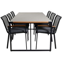 ebuy24 Texas Gartenset Tisch 100x200cm und 6 Stühle Dallas schwarz, natur, grau.