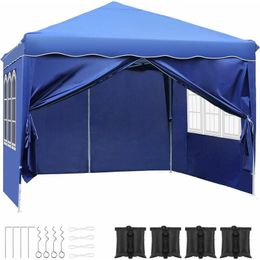 Pavillon 3x3m Wasserdicht Stabil Winterfest, Faltpavillon Faltbar Gartenzelt,Pop Up Partyzelt,Falt Pavillon Zelt mit 4 Seitenwänden,UV Schutz 50+