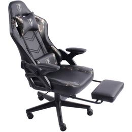 Trisens - Gaming Stuhl im modernen Racing-Design mit ausziehbarer Fußstütze Gaming Chair mit verstellbaren Design Armlehnen ergonomischer