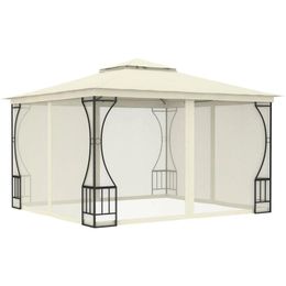 Pavillon Familienzelt Zelt für Camping/Markt/Festival Gartenpavillon mit Netz 300x300x265 cm Creme XDGN710641 MAISONCHIC