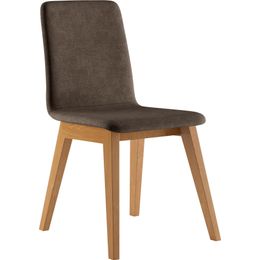 Stuhl Inosign "Sandy" Stühle Gr. B/H/T: 47 cm x 88 cm x 56 cm, 2 St., Microfaser Veloursoptik, Massivholz, grau (elephant, buche) 4-Fuß-Stuhl Esszimmerstuhl Polsterstuhl Küchenstühle