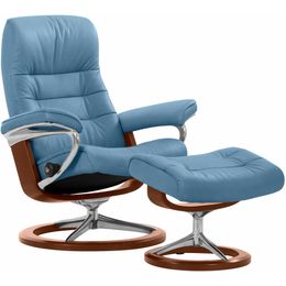 Hocker stressless "Opal" Gr. B/H/T: 54 cm x 41 cm x 40 cm, Leder PALOMA, Signature Base Braun, blau (sparrow blue) stressless