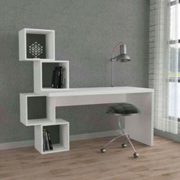 Schreibtisch mit modernem weißen Bücherregal 153 cm - Balance