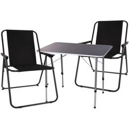Mojawo 3-teiliges Campingmöbel Set Tisch schwarz 2 x Stuhl-X35000300+2xLE8000020