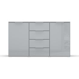 Kommode Rauch "Koluna" Sideboards Gr. B/H/T: 140 cm x 81,0 cm x 42,0 cm, 4, grau (seidengrau, glas seidengrau) Kommode