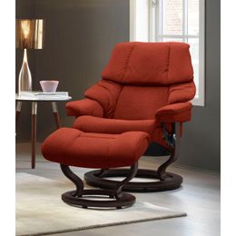 Fußhocker stressless "Reno" Hocker Gr. B/H/T: 55 cm x 40 cm x 41 cm, ROHLEDER Stoff Q2 FARON, Classic Base Braun, rot (rust q2 faron) Fußhocker