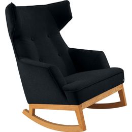 Schaukelstuhl Tom Tailor HOME "COZY" Stühle Gr. B/H/T: 80 cm x 115 cm x 88 cm, Struktur fein REC, Massivholz, schwarz (ony x black rec 20) Schaukelstühle