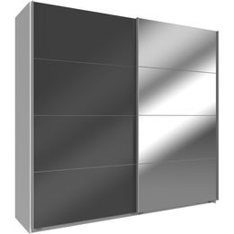 Schwebetürenschrank wimex "Easy" Schränke Gr. B/H/T: 225 cm x 210 cm x 65 cm, 2 St., grau (weiß, grauglas, spiegel) Schranksysteme und Schrankserien