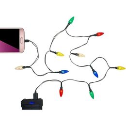 LYCXAMES Handy-Ladegerät mit mehrfarbigen LED-Weihnachtslichtern – 1,2 m langes 10-LED-USB-Ladekabel – Micro-USB für Android (Android, 1 Packung)