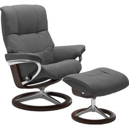 Fußhocker stressless "Mayfair" Hocker Gr. B/H/T: 55 cm x 41 cm x 39 cm, Leder BATICK, Signature Base Braun, grau (grey batick) Fußhocker