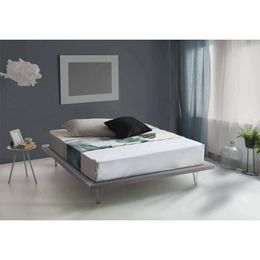 Doppelbett Dgaviol, Festes Bett aus Stoff mit Füßen, 100% Made in Italy, passend für Matratze Cm 160x200, Grau - Dmora