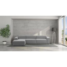 Festes Sofa Dgarzy, Modulares 4-Sitzer-Sofa mit linker Halbinsel, 100% Made in Italy, Modernes Sofa aus Stoff, Cm 340x170h70, Grau - Dmora