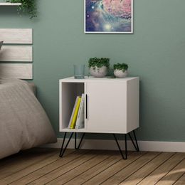 Decortie - Glynn Modern Nachttisch Weiß 50.2cm Breite Schlafzimmermöbel - White