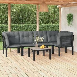 6-tlg. Garten-Lounge-Set，Gartenmöbel-Set Schwarz und Grau Poly Rattan vidaXL