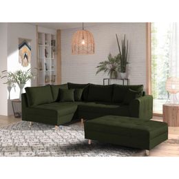 Rune – ecksofa – mit hocker – 4-sitzer – skandinavischer stil – links - grün