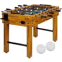 GAMES PLANET® Tischkicker - Stabil, Höhenverstellbar, 2 Bälle, Getränkehalter, Torzähler, für Kinder, Erwachsene, Turnier, Profi, Holzoptik