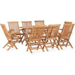 Bonnevie - 9-tlg. Gartenmöbel Set Sitzgruppe Garten mit Tisch und Stühlen - Klappbar Massivholz Teak BV887888