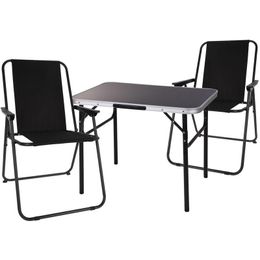 Mojawo 3-teiliges Campingmöbel Set Tisch schwarz 2 x Stuhl-X35000310+2xLE8000020