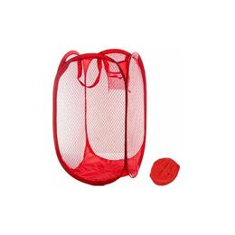 Zusammenklappbarer Netz-Wäschekorb für Schlafzimmer, Kinderzimmer, Studentenwohnheim und Reisen (rot) ha
