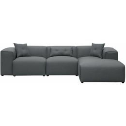 Beliani Ecksofa Dunkelgrau Polsterbezug L-Förmig Linksseitig Zeitgenössisch Modern Wohnzimmer - Schwarz