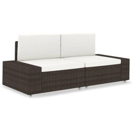 HOMMOO Modulares 2-Sitzer-Sofa Poly Rattan Braun YQvidaXL49515DE