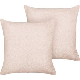 Beliani - Dekokissen 2er Set Pastellrosa Bouclé Quadratisch 45x45 cm Bezug mit Füllung Reißverschluss Einfarbig Modern Wohnzimmer Schlafzimmer