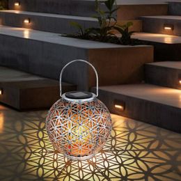 Globo Solar Lampe Outdoor Solarleuchte orientalisch LED Solar Laterne Außen, Lichteffekt Lebensblume, 1x LED warmweiß, DxH 20x29 cm, Terrasse Garten
