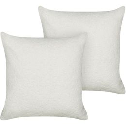 Beliani - Dekokissen 2er Set Cremeweiß Bouclé Quadratisch 45x45 cm Bezug mit Füllung Reißverschluss Einfarbig Modern Wohnzimmer Schlafzimmer