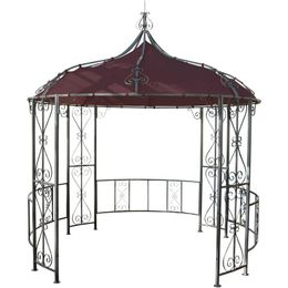 HHG Pergola Cabrera, Rundpavillon Garten Pavillon, stabiles Stahl-Gestell ø 3m rot-braun - red