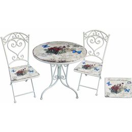 Bistro-Set Floral 3-teilig altweiß - Garden Pleasure