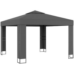 LONGZIMING Pavillon mit Doppeldach 3 x 3 m Anthrazit