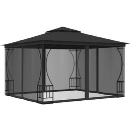 LONGZIMING Pavillon mit Netz 300x300x265 cm Anthrazit